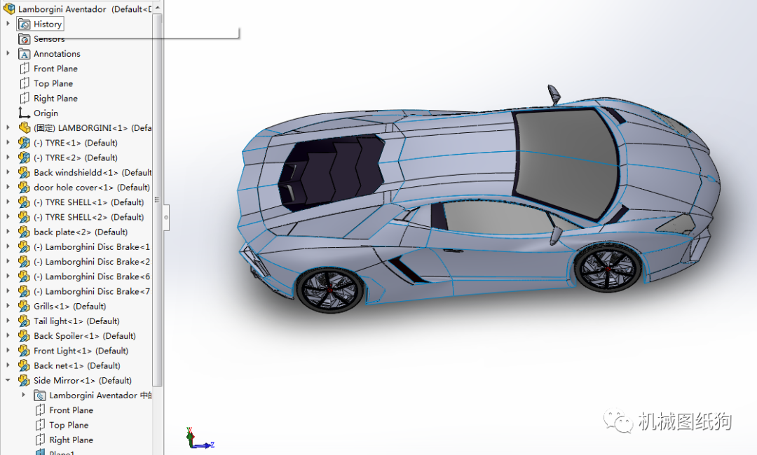 【汽车轿车】lamborghini Aventador 101跑车简易车壳模型3d图纸 汽车 Solidworks 仿真秀干货文章